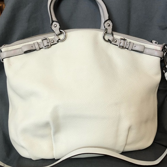 Coach | Bags | Coach Satchel Faux Snakeskin And Cream Leather | Poshmark